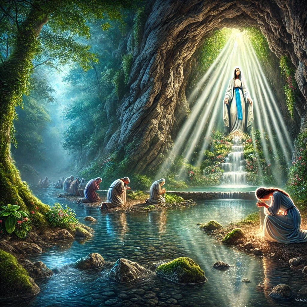 The Virgin Mary Appears to St. Bernadette in Lourdes, France – This Day ...